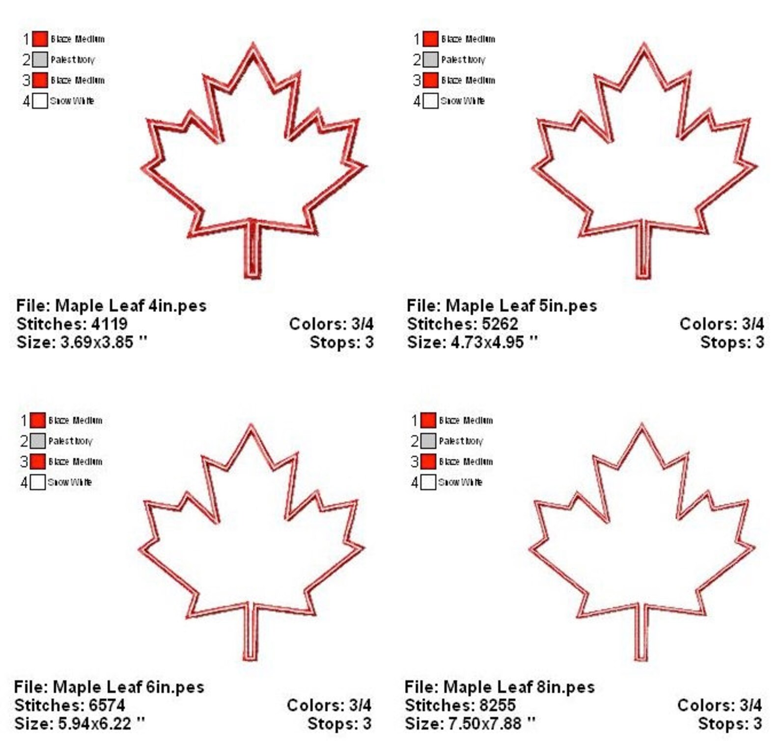Maple Leaf Applique Machine Embroidery Design Four Sizes - Etsy