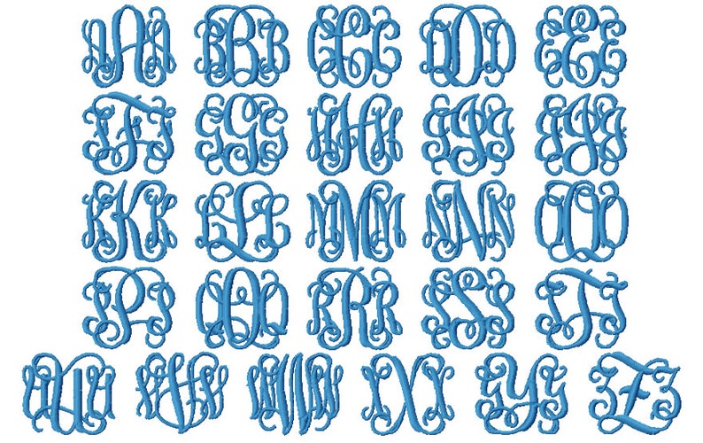 No.300 Viney Monogram Font & Frame (2in, 3in, and 4in) INSTANT DOWNLOAD ...