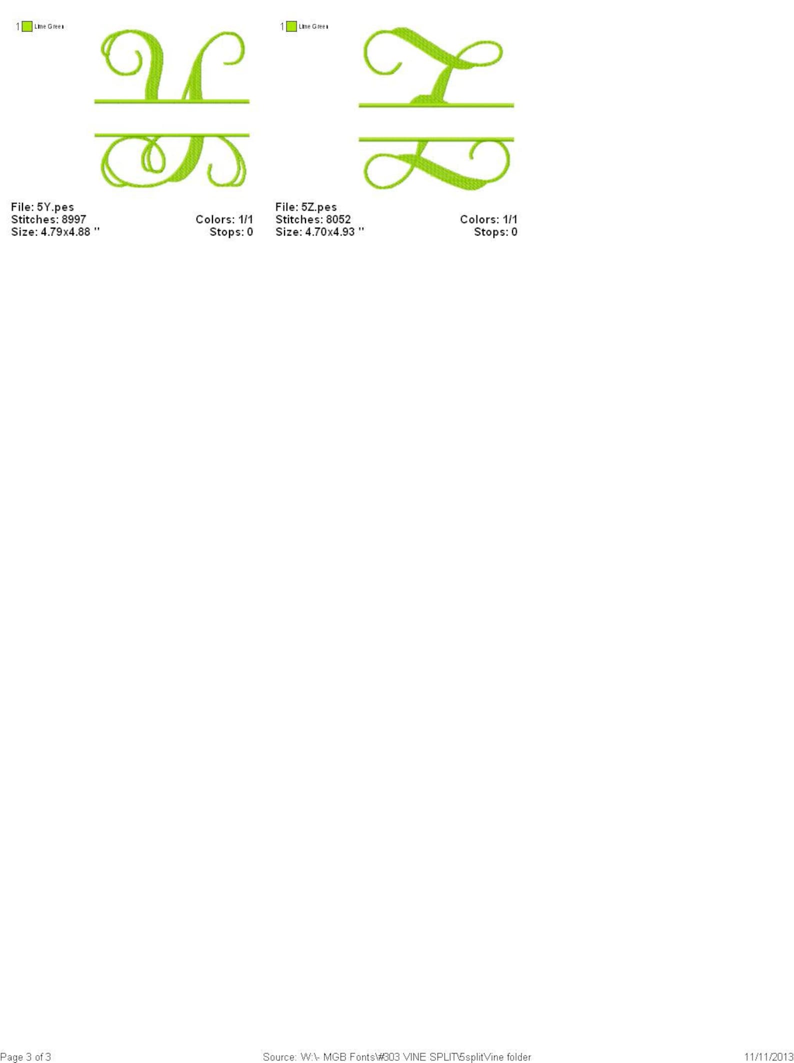 Split Viney Monogram Embroidery Font No.303 INSTANT DOWNLOAD - Etsy