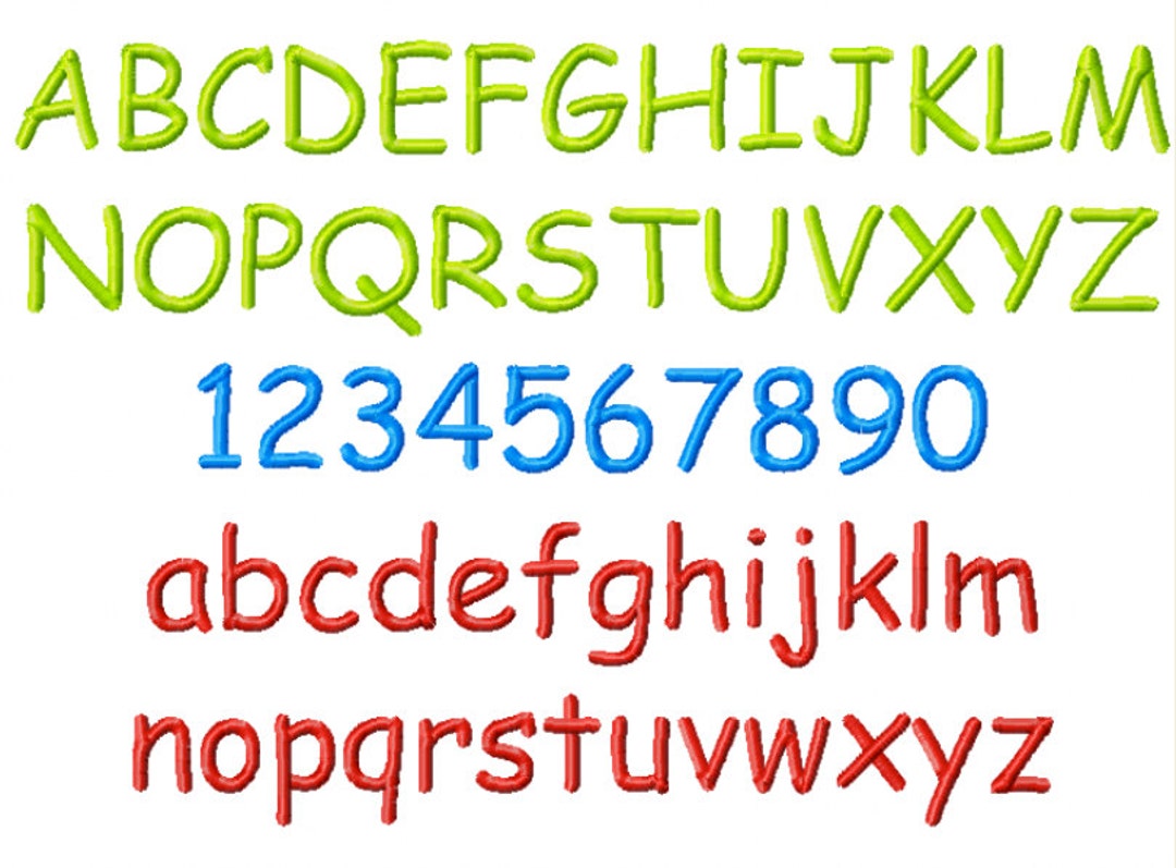 No. 34 Comic Sans Embroidery Font (.15in, .25in, .5in, .75in and 1in ...