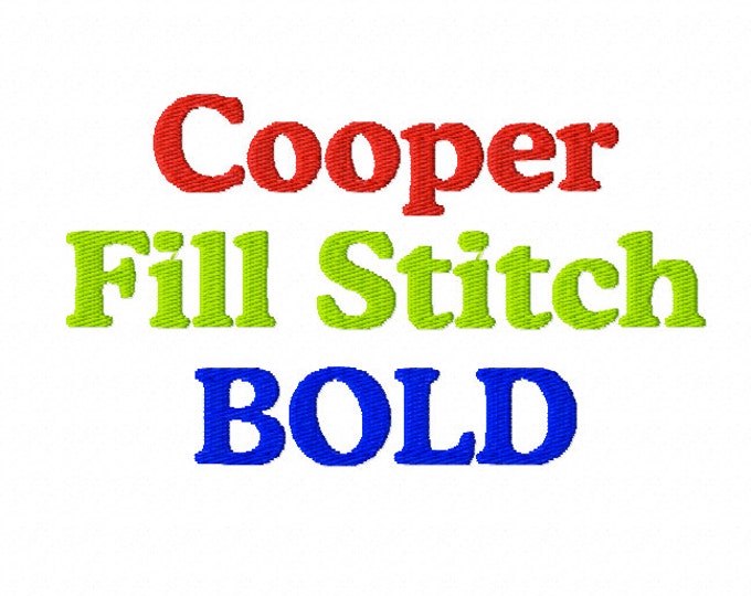 No.19 Cooper Bold Fill Stitch Embroidery Font (1/2in, 3/4in, 1in, 2in ...