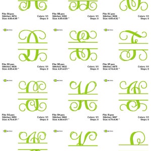 Split Viney Monogram Embroidery Font No.303, INSTANT DOWNLOAD, Vine ...