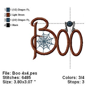 Boo With Spider and Web Mini Designs 4x4 Hoop Size Formats Xxx, Jef ...