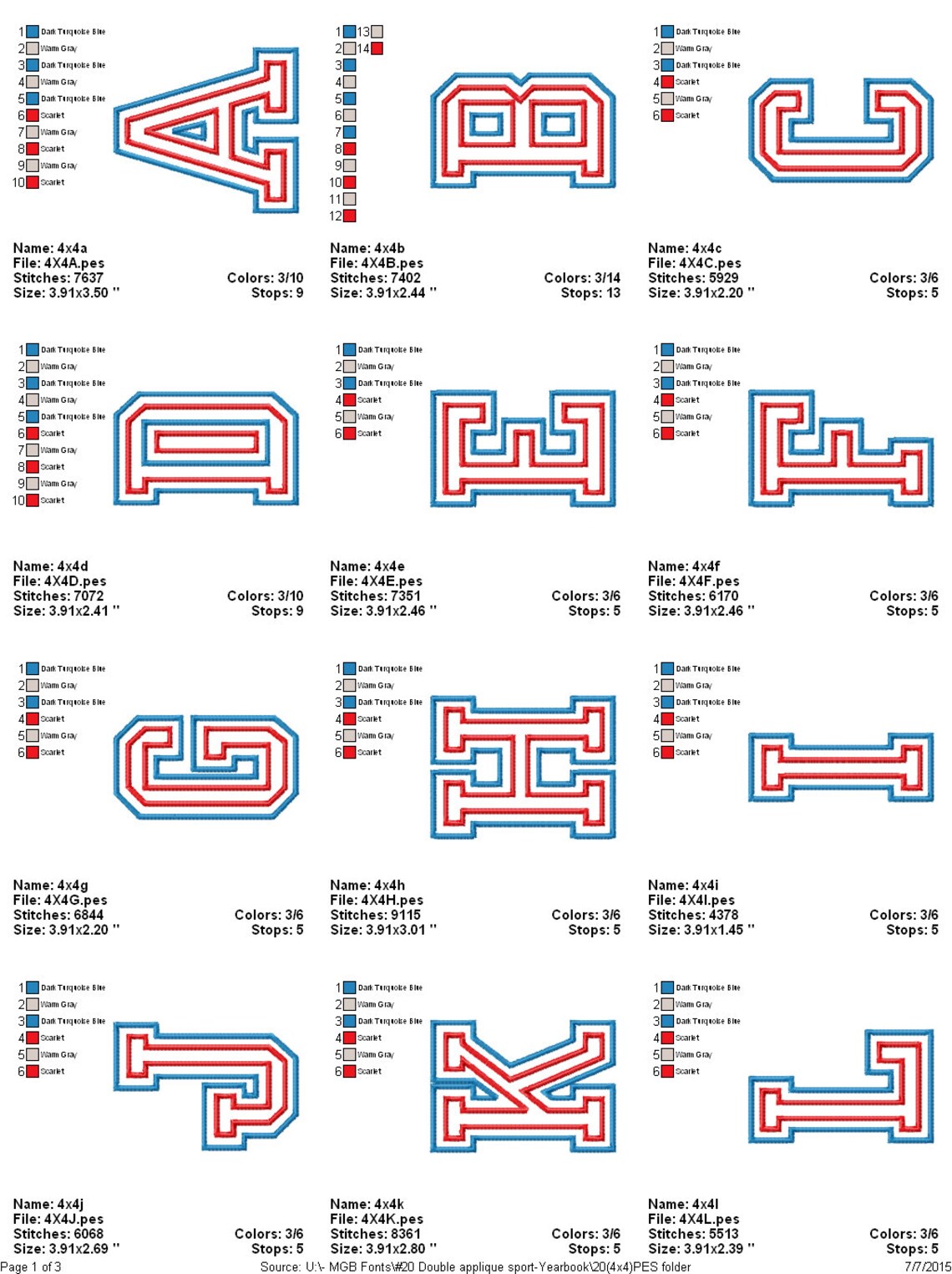 No. 20 Double Applique Monogram Font Embroidery Designs (4x4) INSTANT ...