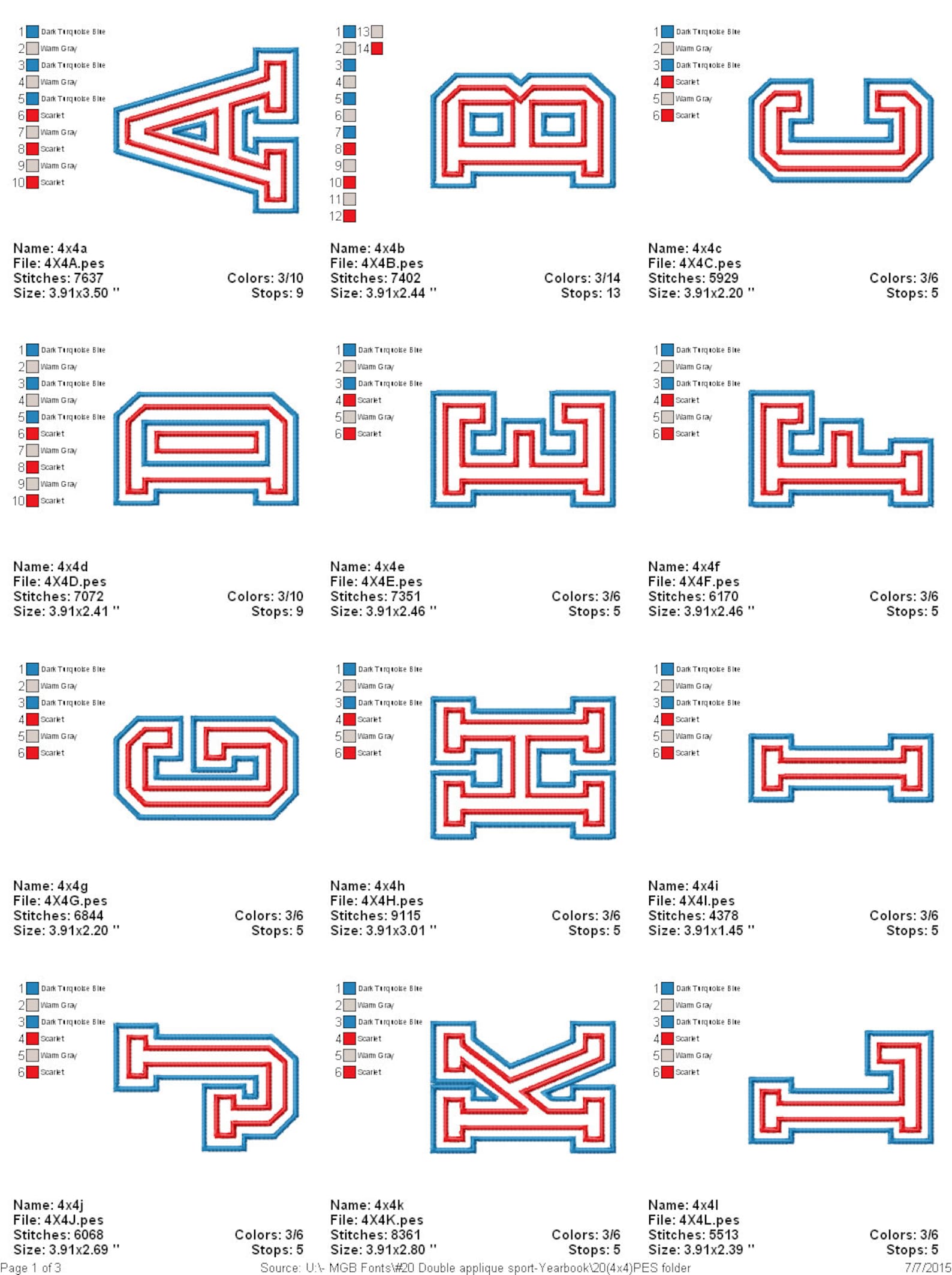 No. 20 Double Applique Monogram Font Embroidery Designs (4x4) INSTANT ...