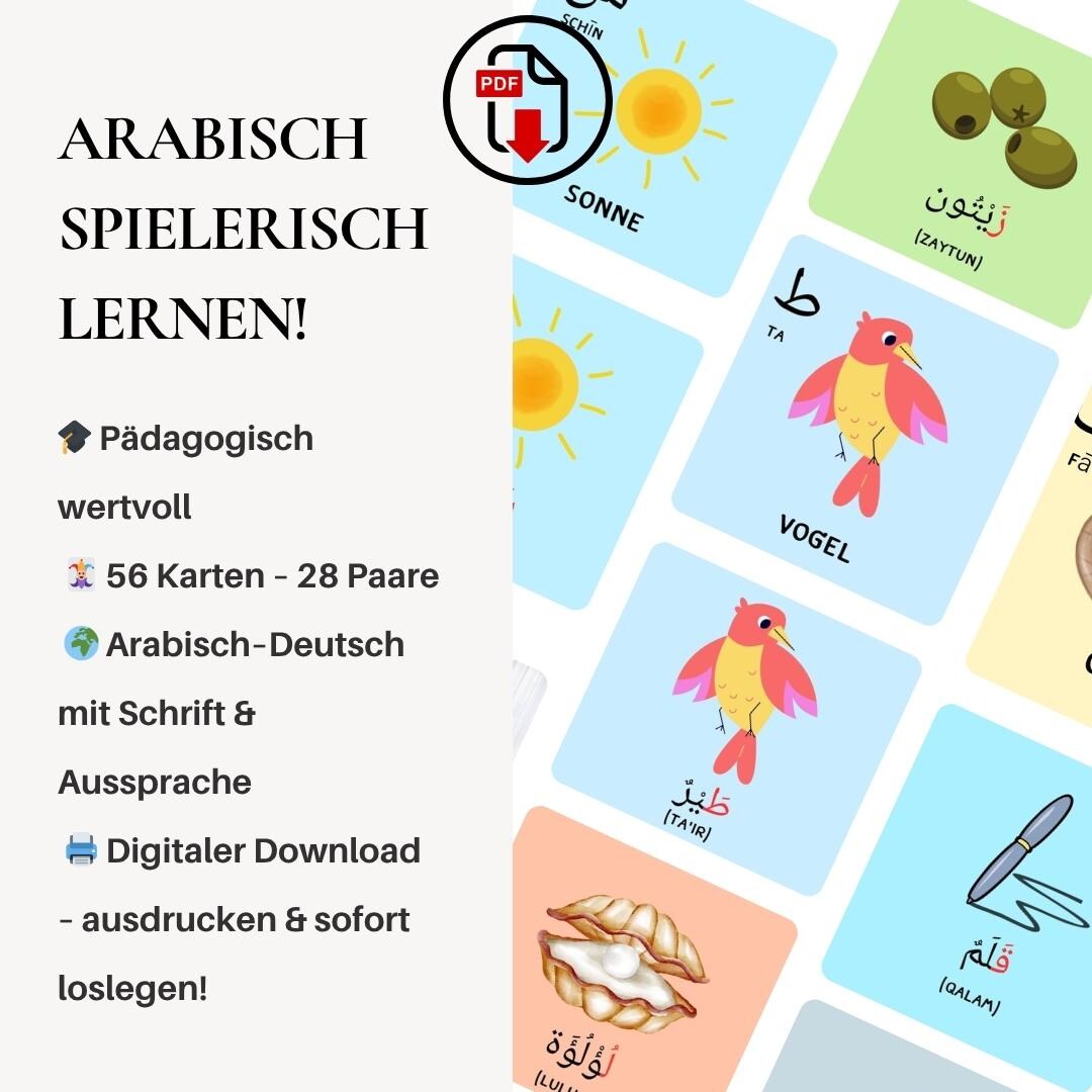 Alifba Memory Game for Kids – Learn Arabic With Fun | 56 Cards | Arabic ...