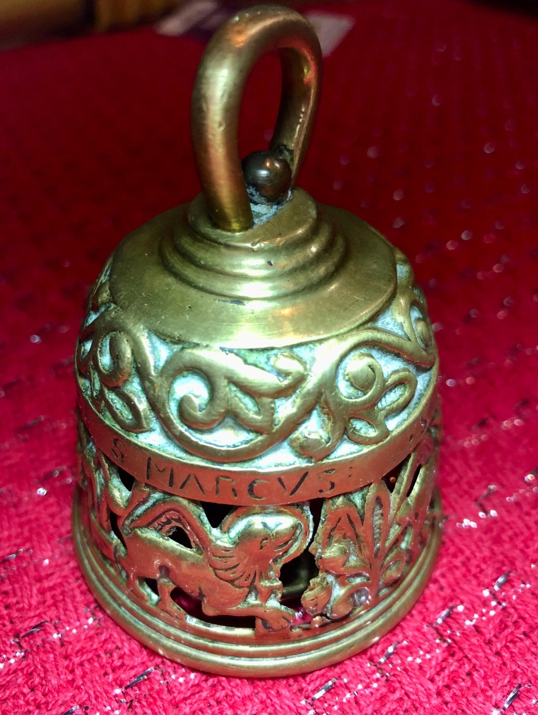 Vintage Rare Antique Brass Sanctuary Bell With Apostle Names and Animal ...