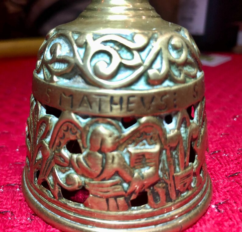Vintage Rare Antique Brass Sanctuary Bell With Apostle Names and Animal ...