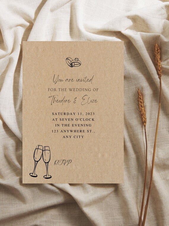 Printable Brown Kraft Paper Invites Kraft Brown Paper Wedding