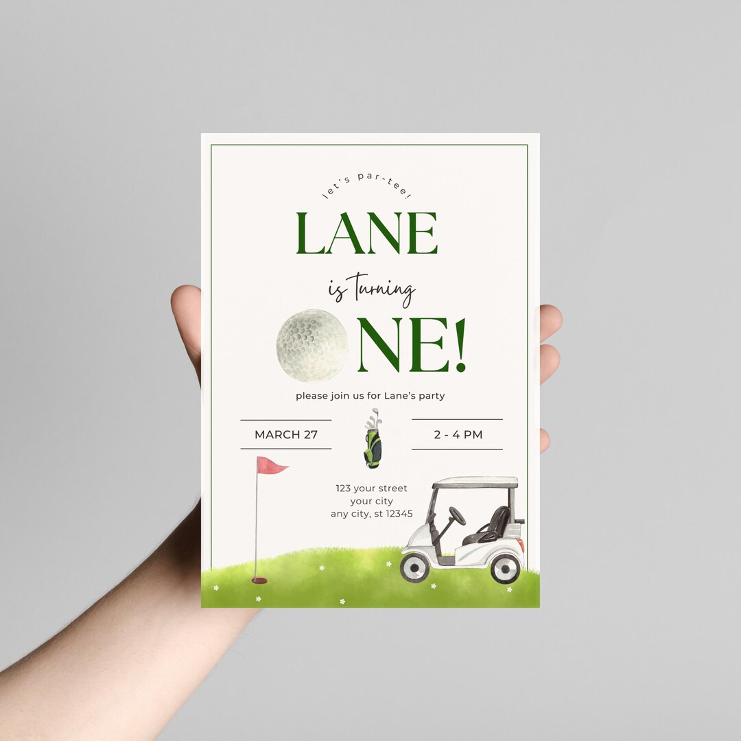 Editable Hole in One Birthday Invitation | Golf First Birthday | Golf ...