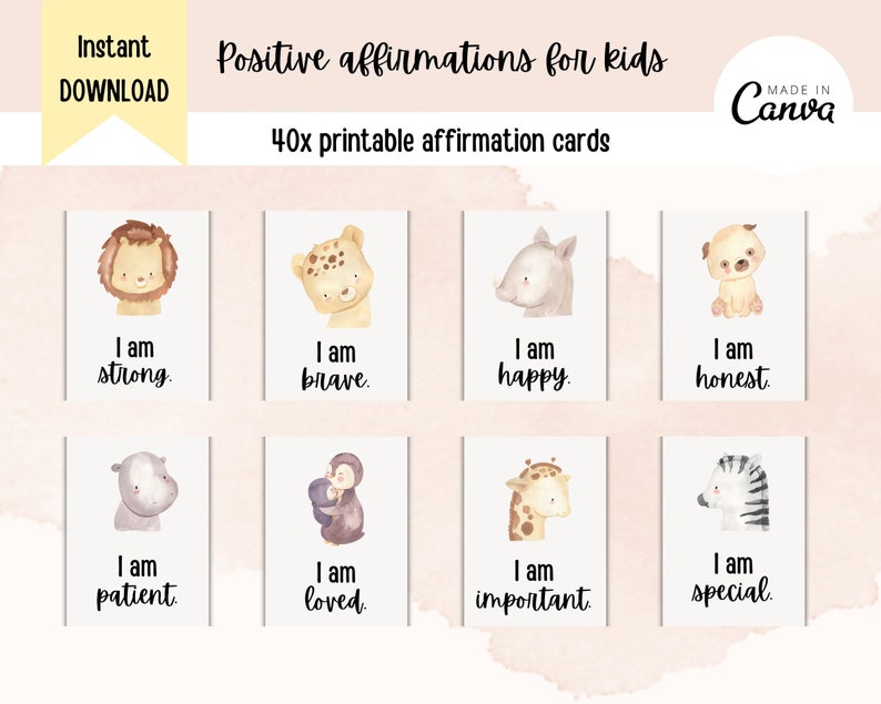 Affirmation Cards for Kids Printable, Positive, Lunchbox Cards ...