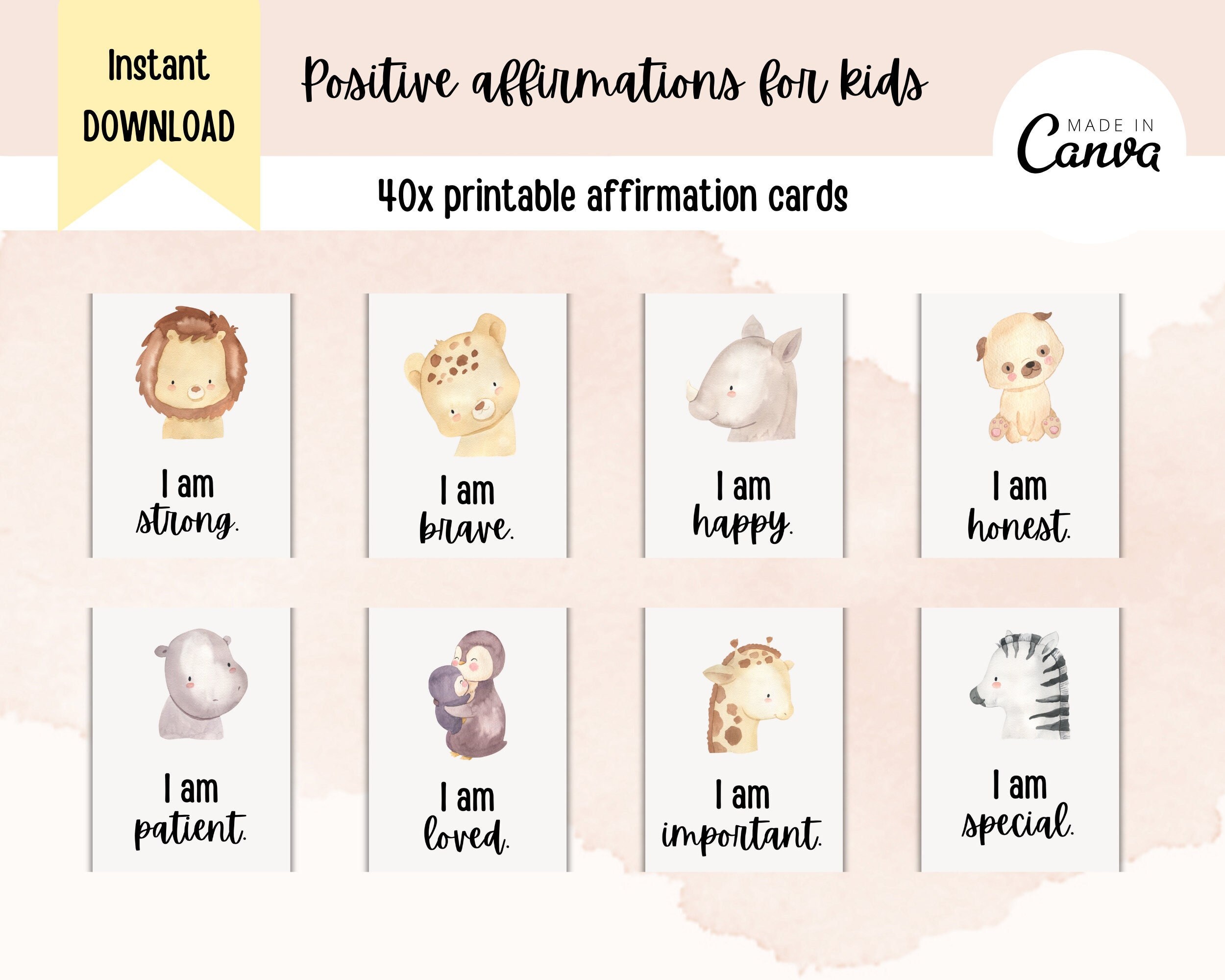 Affirmation Cards for Kids Printable, Positive, Lunchbox Cards ...