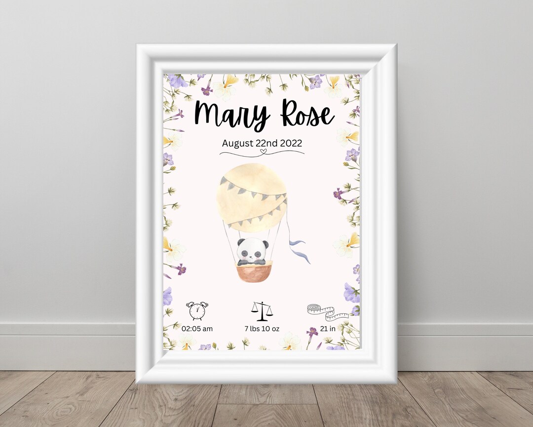 Personalised Birth Details Print, Birth Stats Print, Baby Birth ...