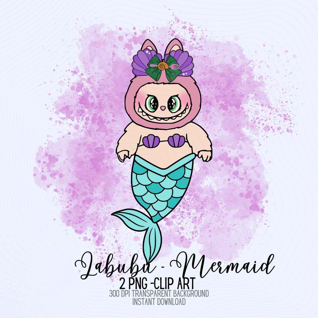 Labubu Mermaid Clipart, Labubu PNG, Little Mermaid Ariel PNG, Little ...