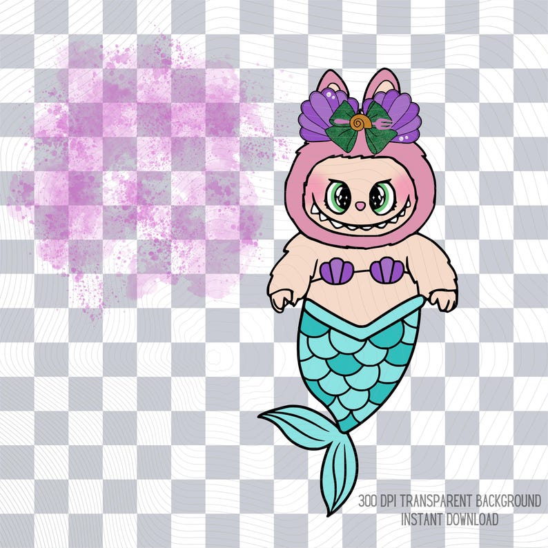 Labubu Mermaid Clipart, Labubu PNG, Little Mermaid Ariel PNG, Little ...