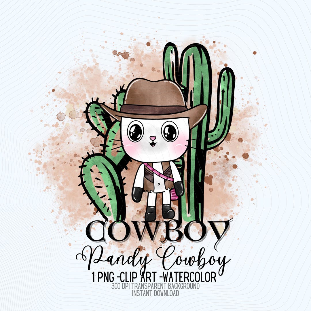 Gabby’s Dollhouse Watercolor Clipart, Pandy’s Cowboy Clipart, Cute ...