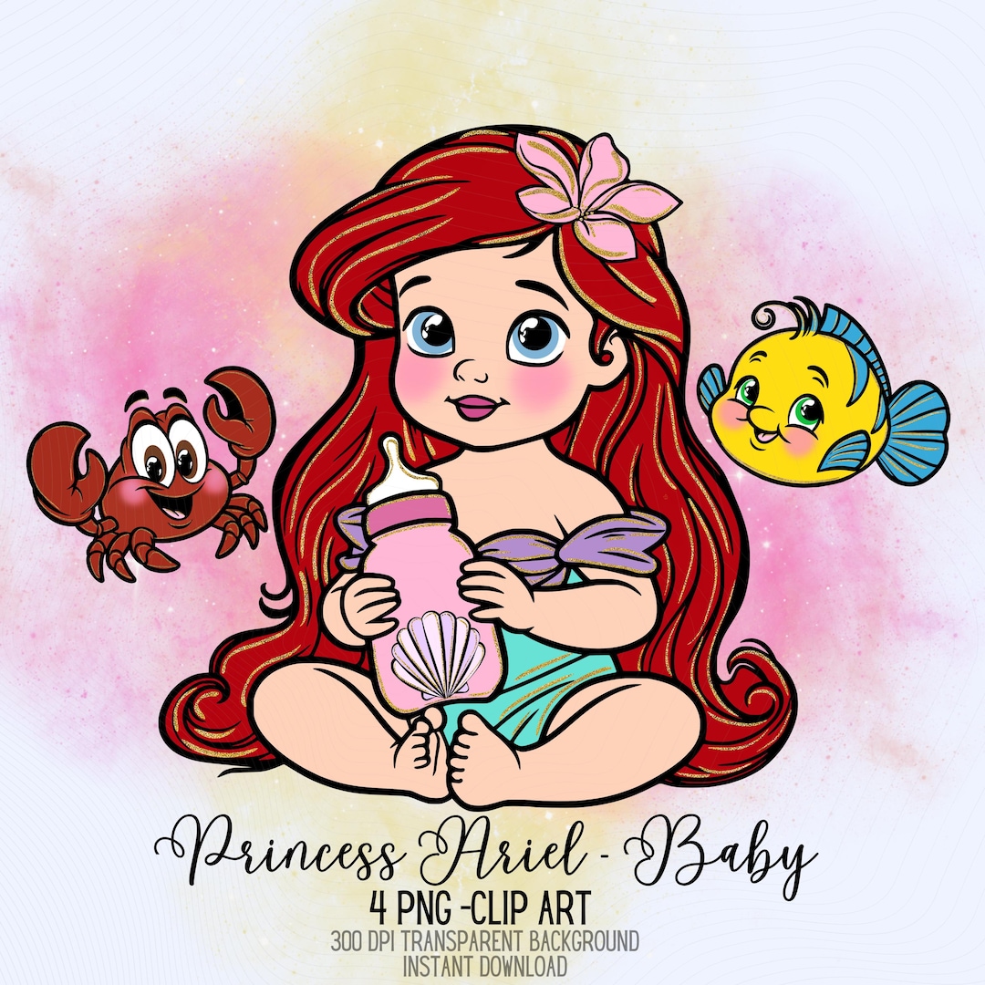 Princess Ariel Baby Clipart, Baby Princess PNG, Princess Ariel PNG ...