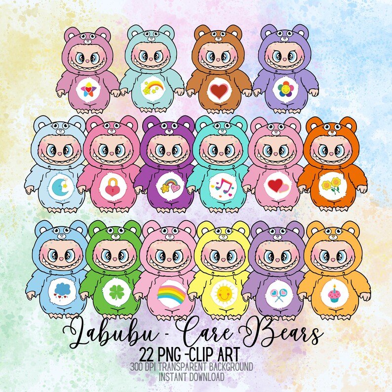 Labubu Clipart, Care Bears Clipart, Labubu png, Labubu Sublimation ...