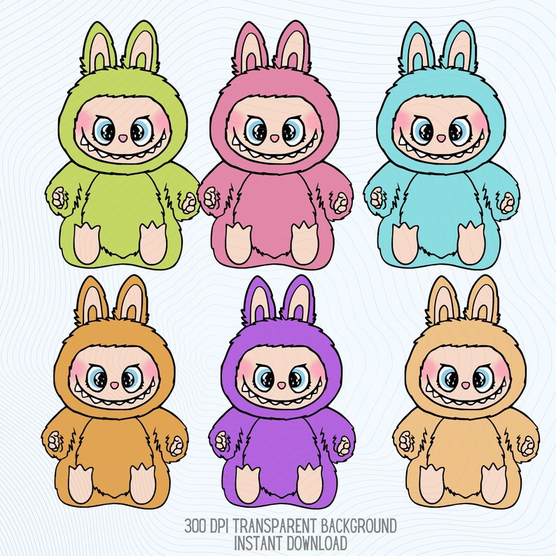 Labubu Clipart, Labubu All Colors Clipart, Labubu Stickers png, Labubu ...
