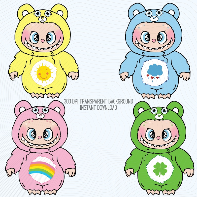 Labubu Clipart, Care Bears Clipart, Labubu png, Labubu Sublimation ...