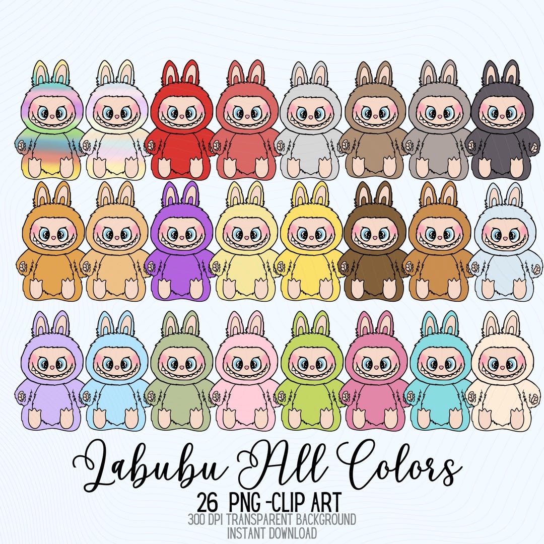 Labubu Clipart, Labubu All Colors Clipart, Labubu Stickers png, Labubu ...