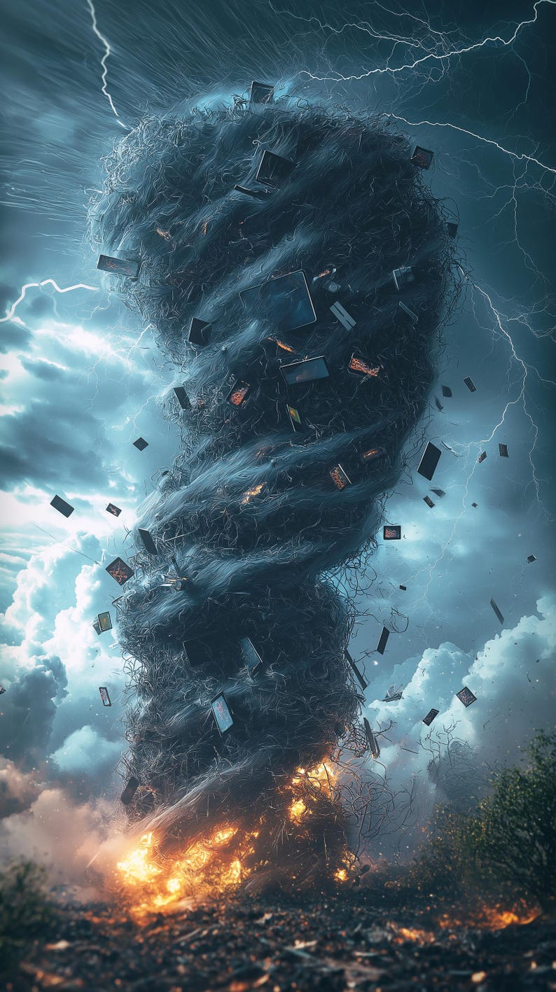Cyber Tornado Clipart | High-resolution PNG | Printable Tech Art | Dark ...
