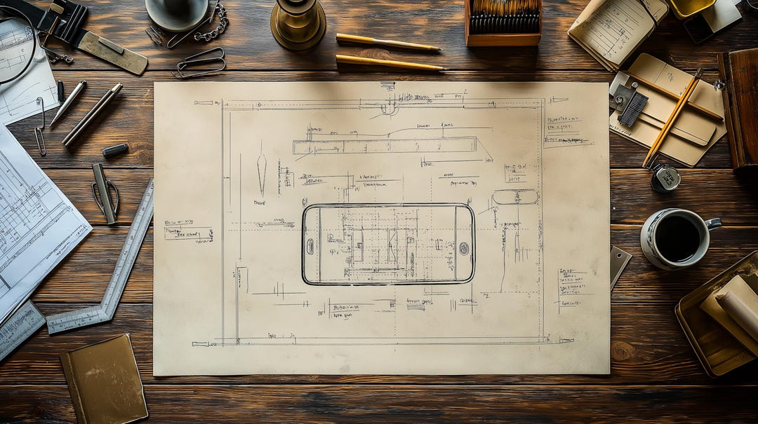 Vintage Engineering Blueprint | Hand-drawn Smartphone Design | High ...
