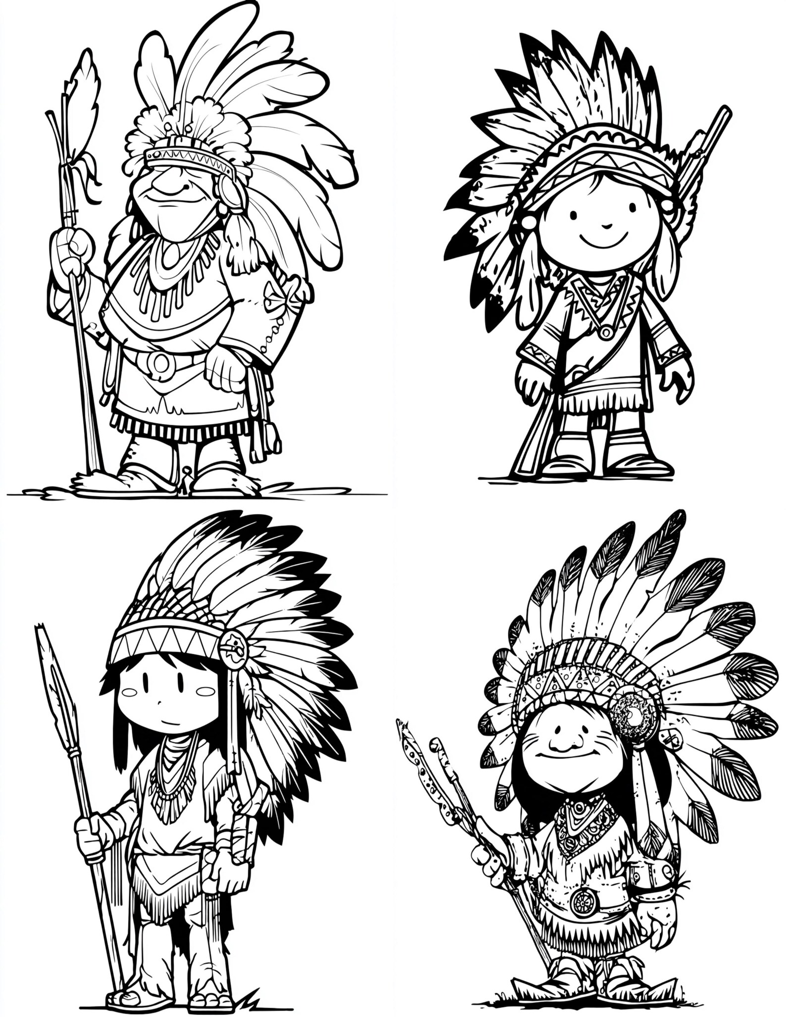 Native American Chief Coloring Pages for Kids – 5 Printable Pngs With ...