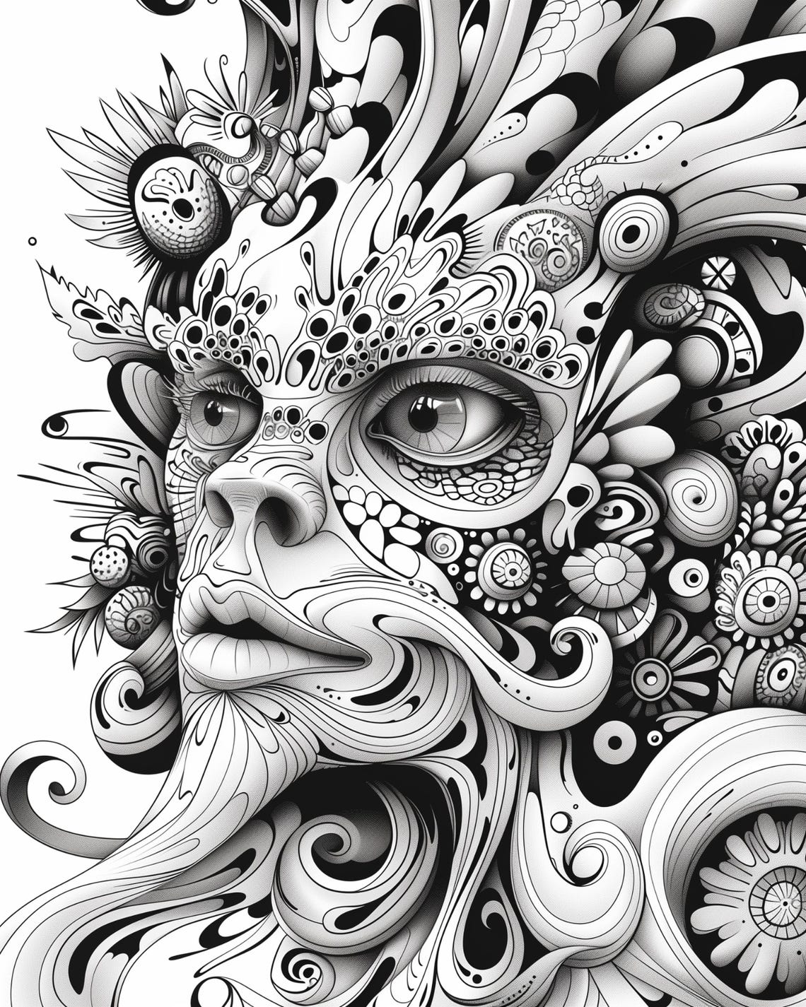 Black & White Zentangle Art | Psychedelic Abstract Doodle | Digital ...