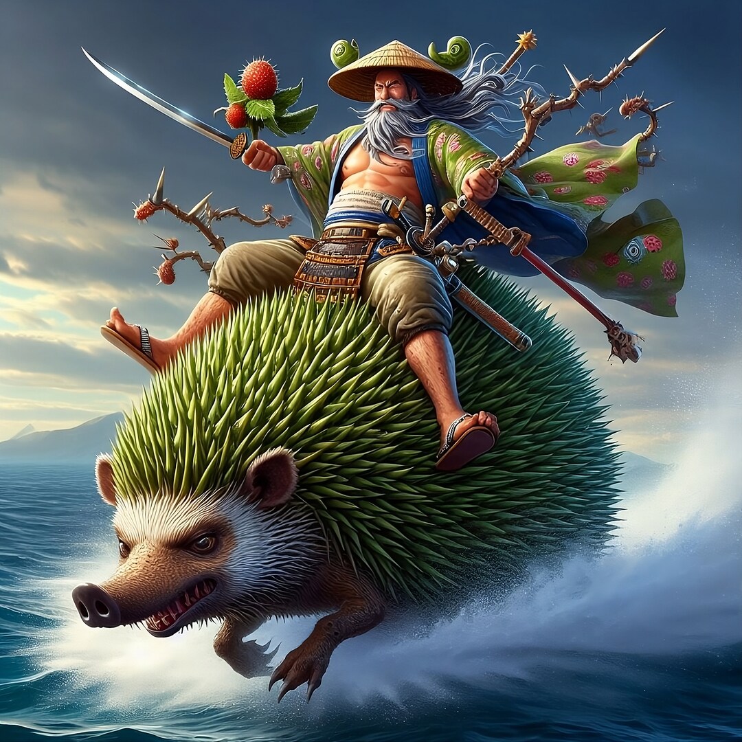 Samurai Hedgehog Rider – Fantasy Digital Art, High-resolution PNG ...