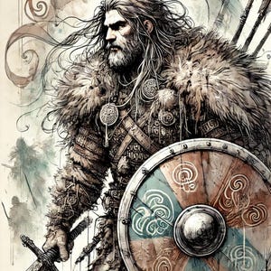 Legendary Viking Warrior Digital Art – Nordic Fantasy Mobile Wallpaper ...