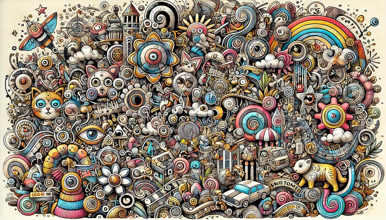Colorful Doodle Art - Hand-drawn Digital Download, High-resolution ...
