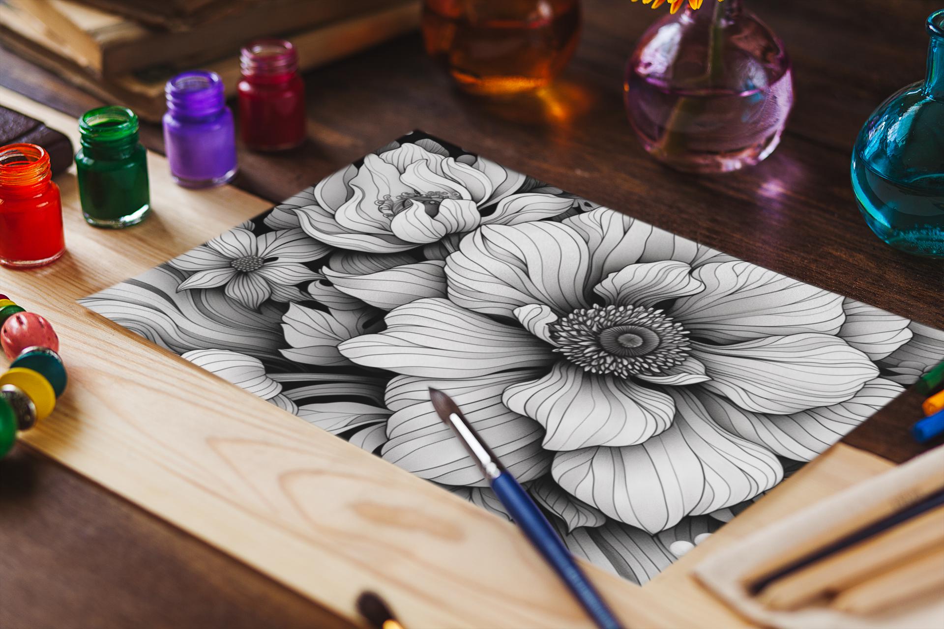 Floral Zen Doodle Coloring Pages Bundle – Abstract Flowers Printable ...