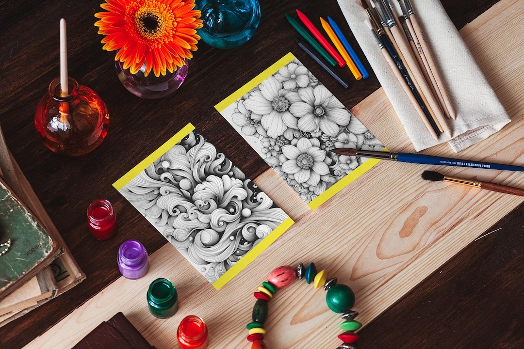 Abstract Floral Zen Doodle Coloring Pages Pack – 2 High-quality ...