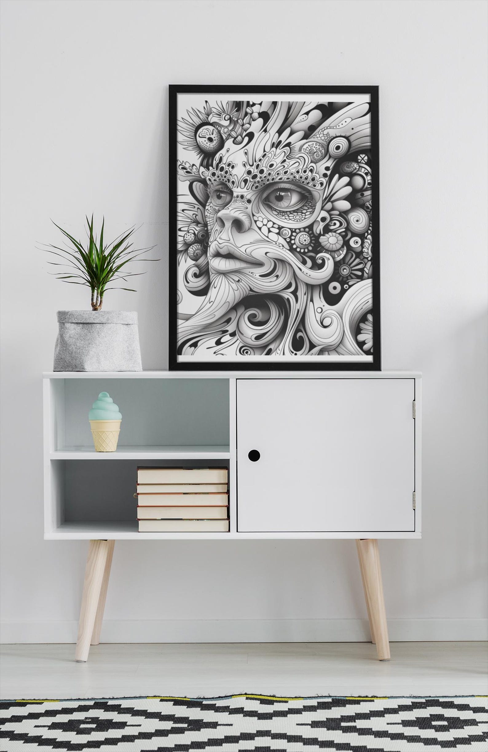 Black & White Zentangle Art | Psychedelic Abstract Doodle | Digital ...