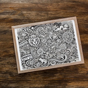 Black & White Doodle Art | Hand-drawn Psychedelic Illustration ...