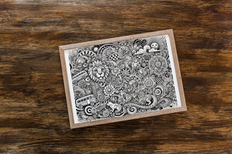 Black & White Doodle Art | Hand-drawn Psychedelic Illustration ...