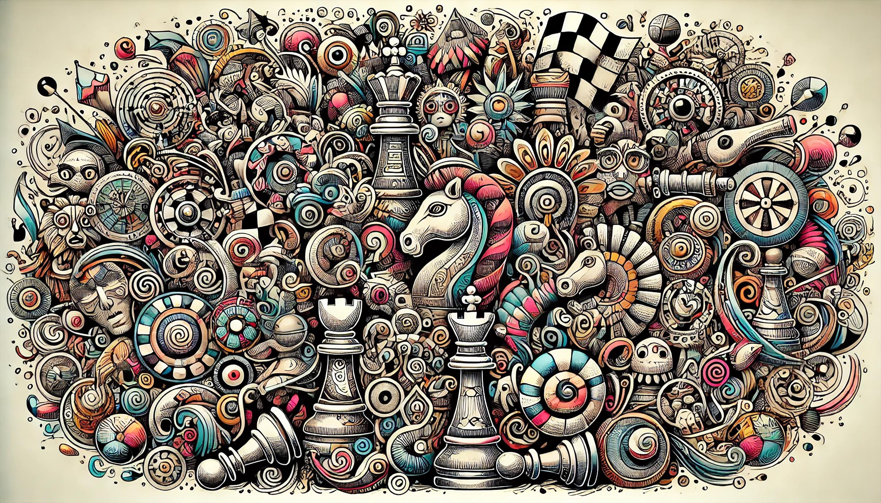 Chess Doodle Art Digital Download – Trippy Abstract Chess Illustration ...