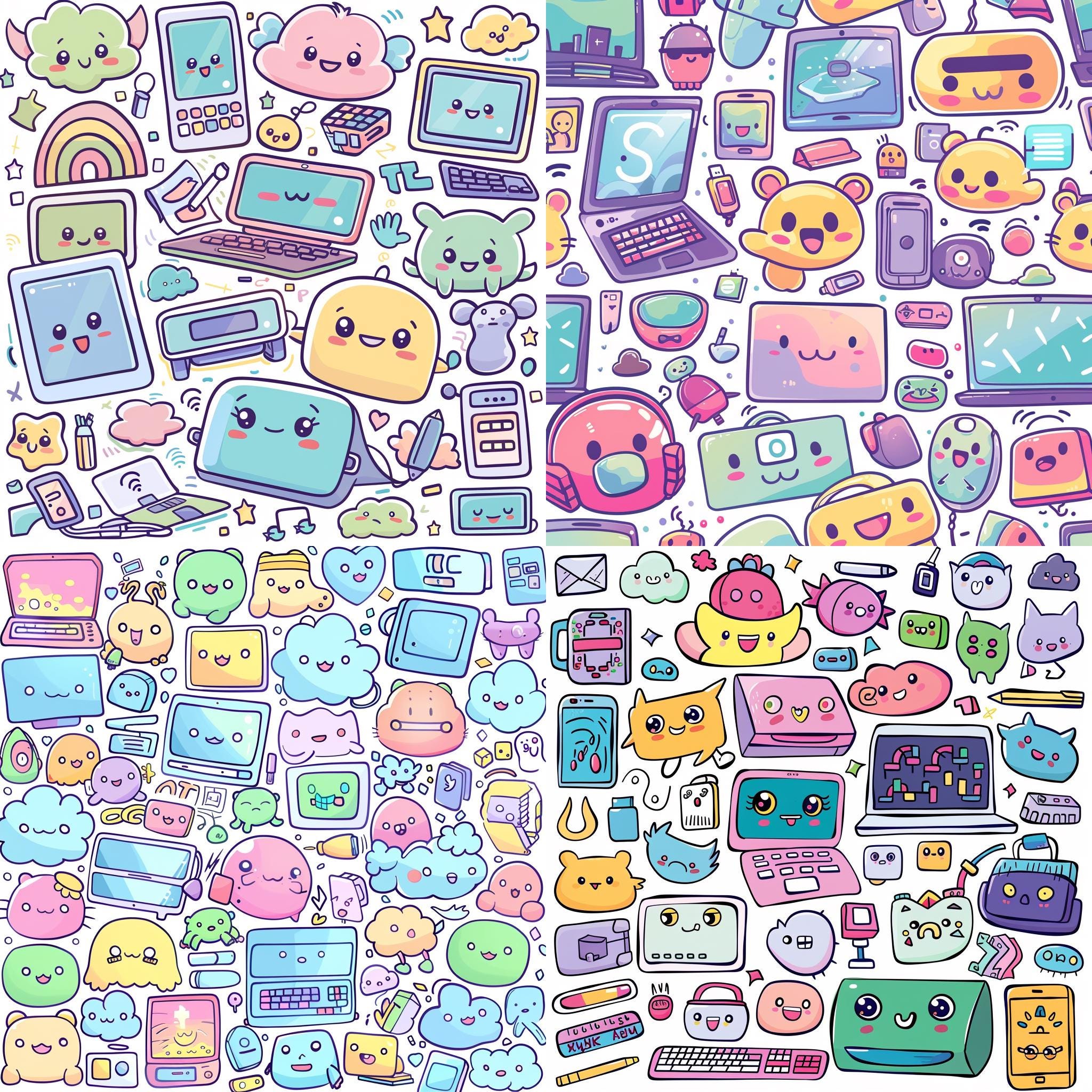 Kawaii Tech Clipart Bundle – 4 Cute It-themed PNG Files With ...