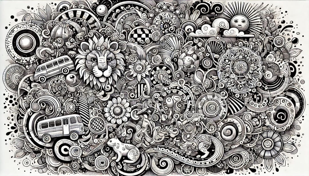 Black & White Doodle Art | Hand-drawn Psychedelic Illustration ...