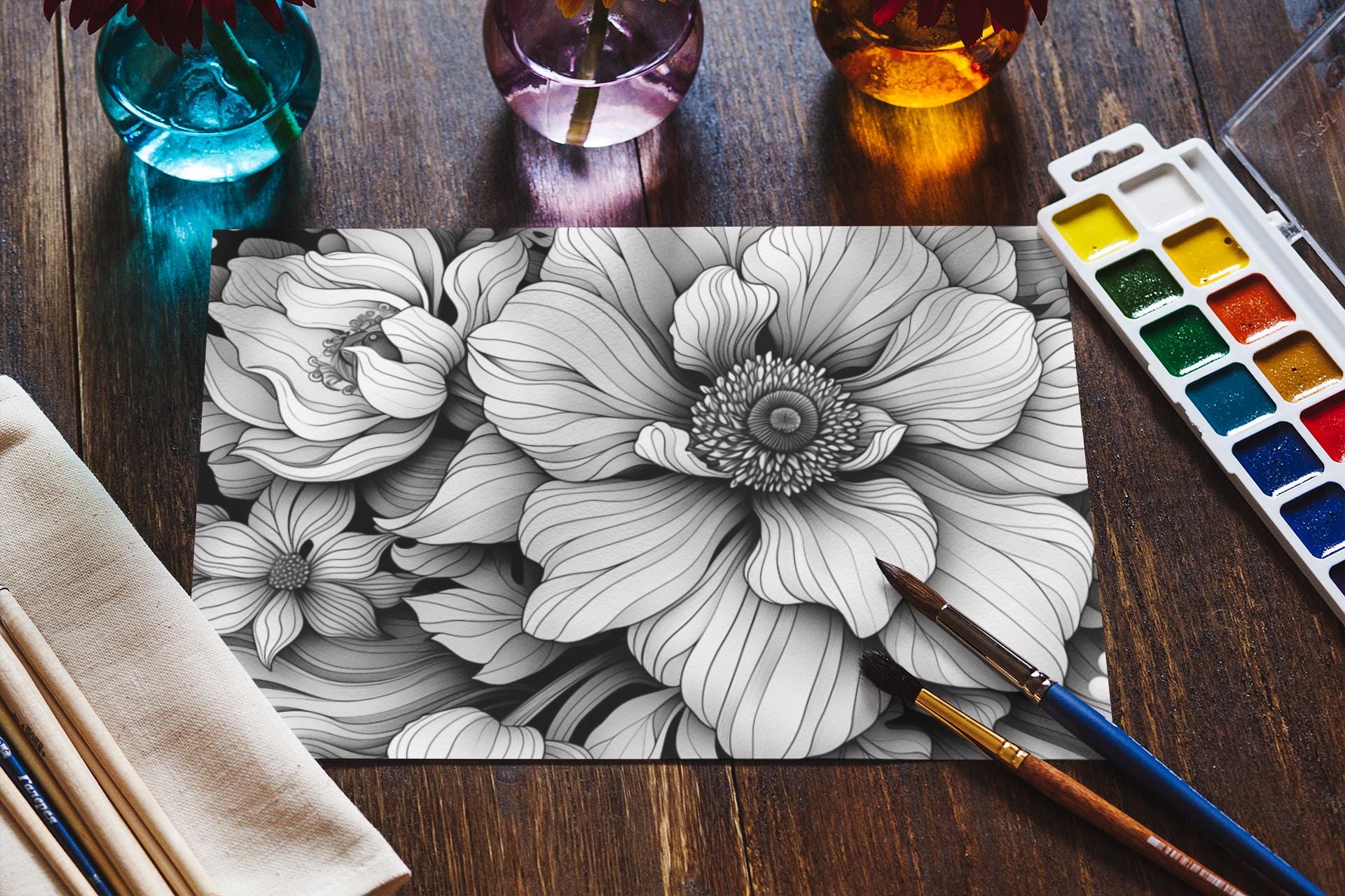 Floral Zen Doodle Coloring Pages Bundle – Abstract Flowers Printable ...