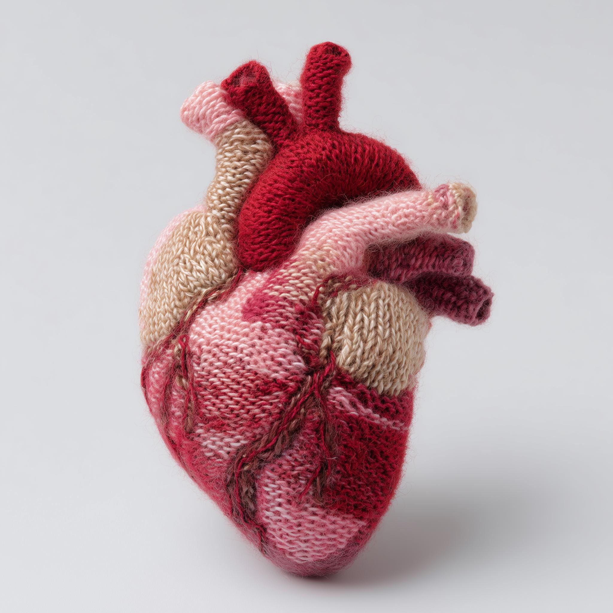 Realistic Digital Illustration of Anatomical Human Heart in Yarn ...