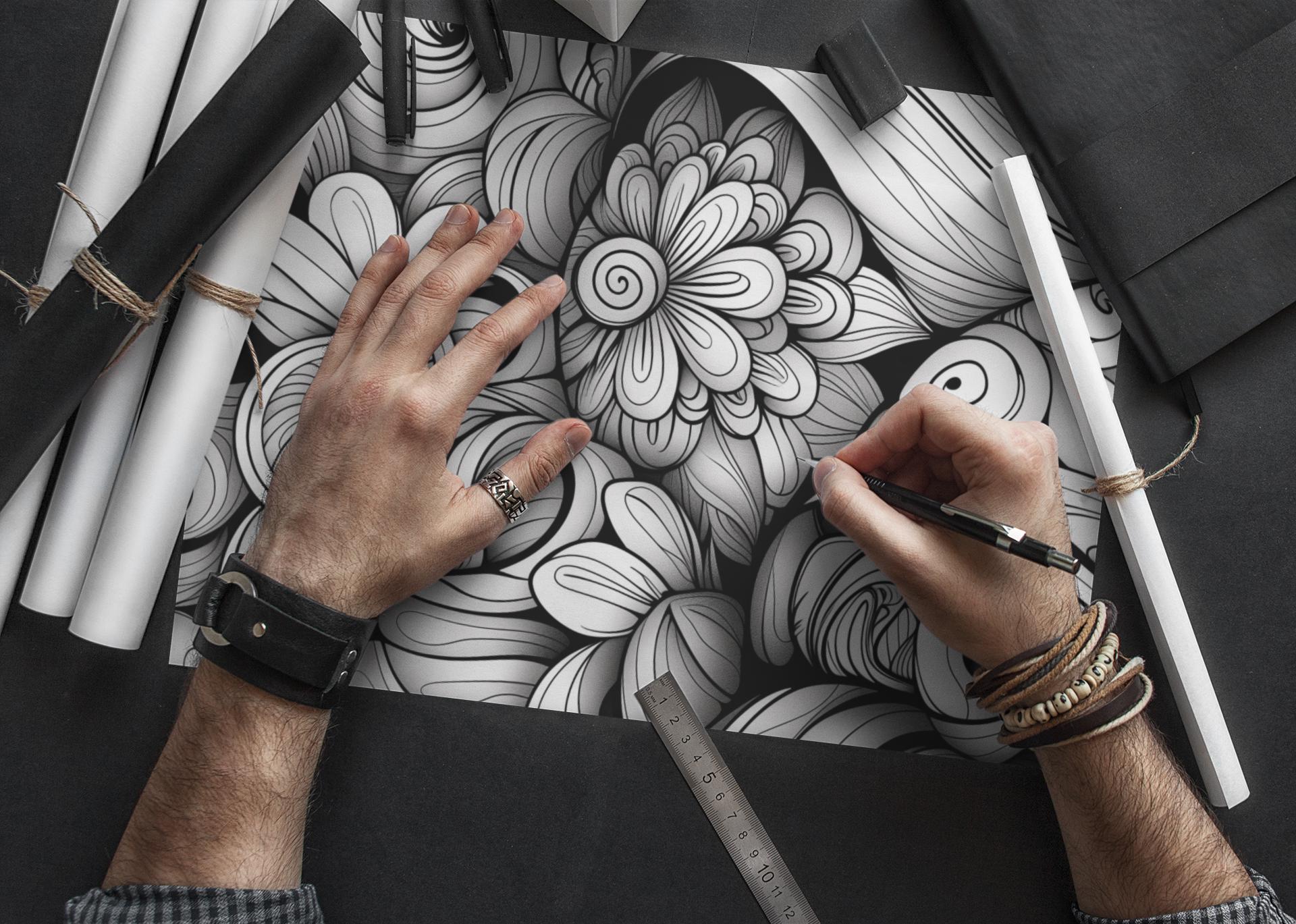 Floral Zen Doodle Coloring Pages Bundle – Abstract Flowers Printable ...