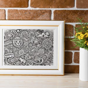 Black & White Doodle Art | Hand-drawn Psychedelic Illustration ...