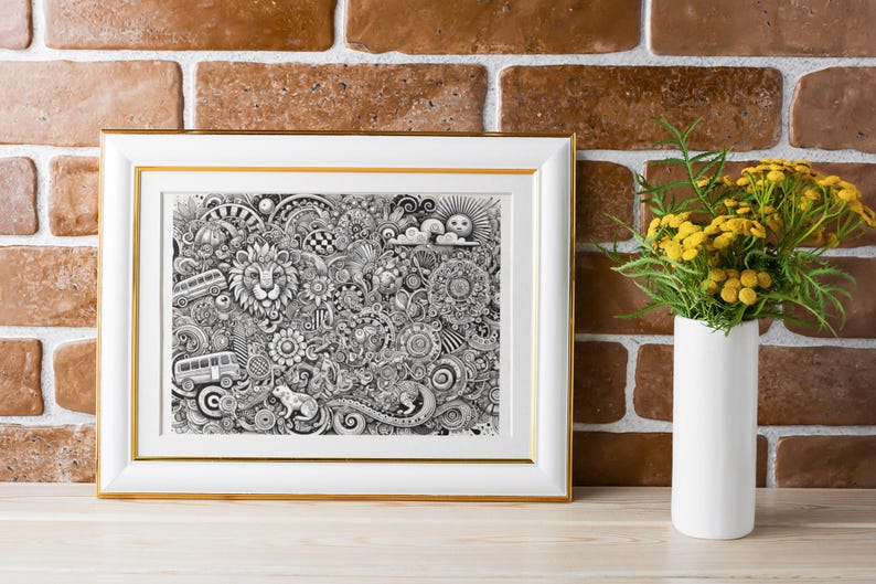 Black & White Doodle Art | Hand-drawn Psychedelic Illustration ...