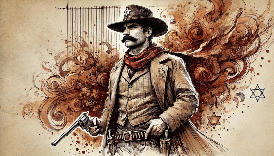 Wild West Sheriff - Vintage Hand-drawn Art - Etsy