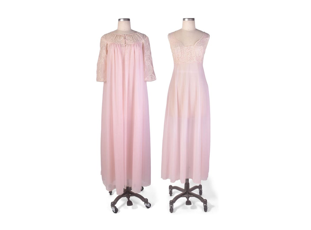 Vintage 60s Peignoir Set - Vassarette Peignoir Set - Pink Peignoir Set ...