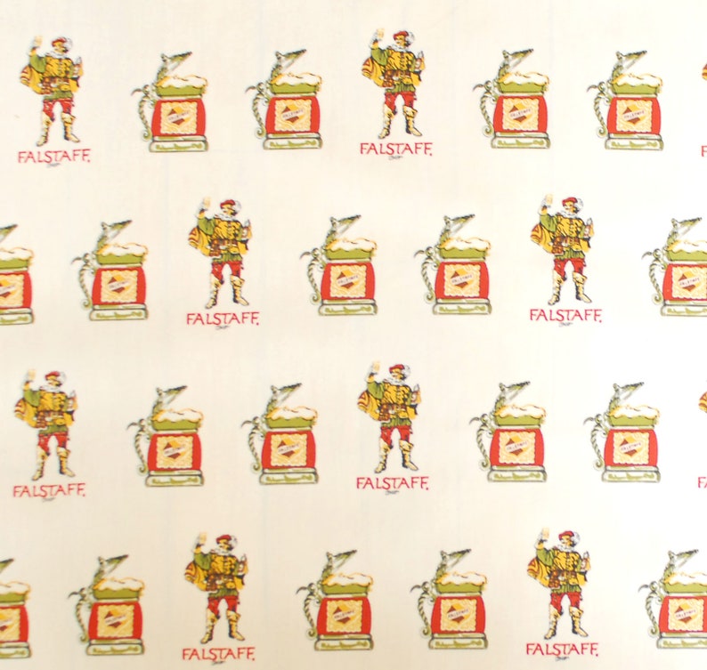 Vintage 70s Falstaff Beer Novelty Print Fabric - VFG - Etsy
