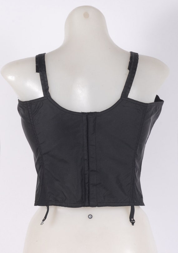 Vintage 50s Black Nylon Long Line Bullet Bra 40D - VF… - Gem