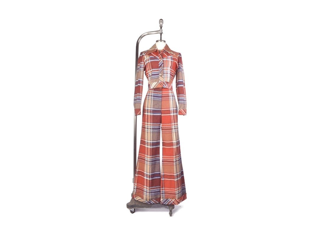 Vintage Pantsuit - 70s Pantsuit - 70s Plaid Pantsuit - 70s Bell Bottom ...